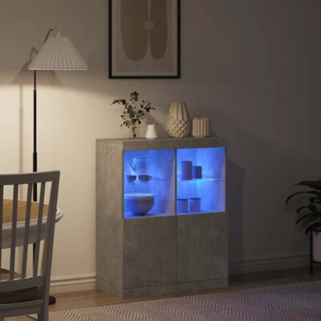 Led Display Cabinet Sideboard 2 Doors Living Room Storage Cupboard by ...