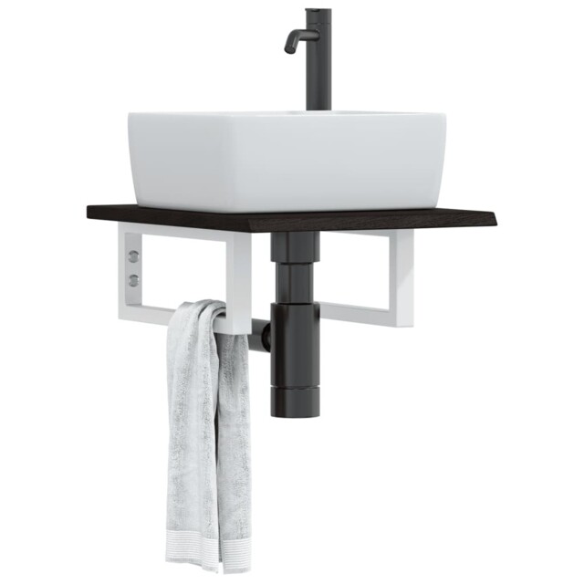 Basin Shelf Wall Mounted steel And solid Wood Oak Vidaxl by eBay ...