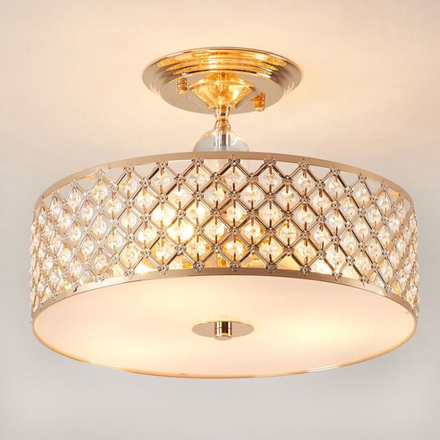 Semi-flush Ceiling Light 3 Lights, Gold Finish, Base Ø:37cm, E27 Cap by ...