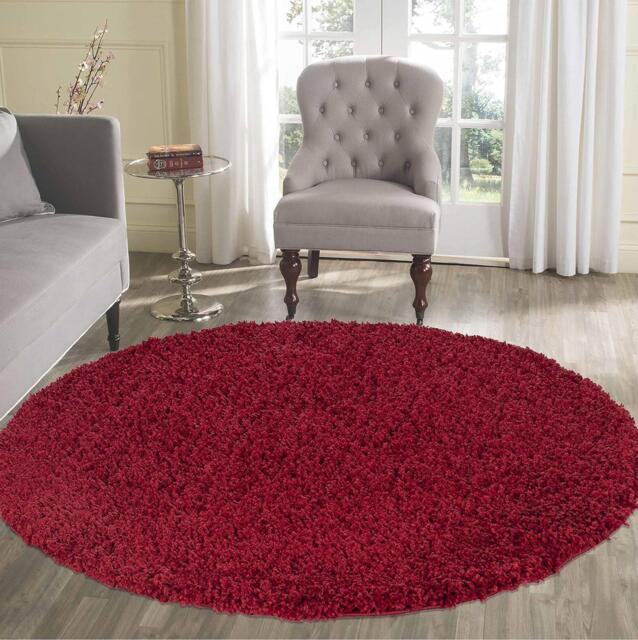 Serdim Rugs Living Room Round Shaggy Area Rugs, Polypropylene, Red, by ...