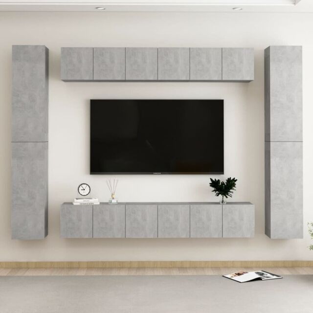 Vidaxl 10 Piece Tv Cabinet Set Concrete Grey Engineered Wood by eBay ...