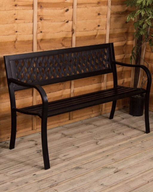 Garden Vida Steel Garden Bench Lattice 3 Seater Outdoor Furniture by ...