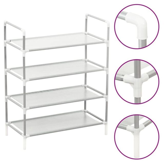 Shoe Rack With 4 Shelves Metal And Non-woven Fabric Silver by eBay ...