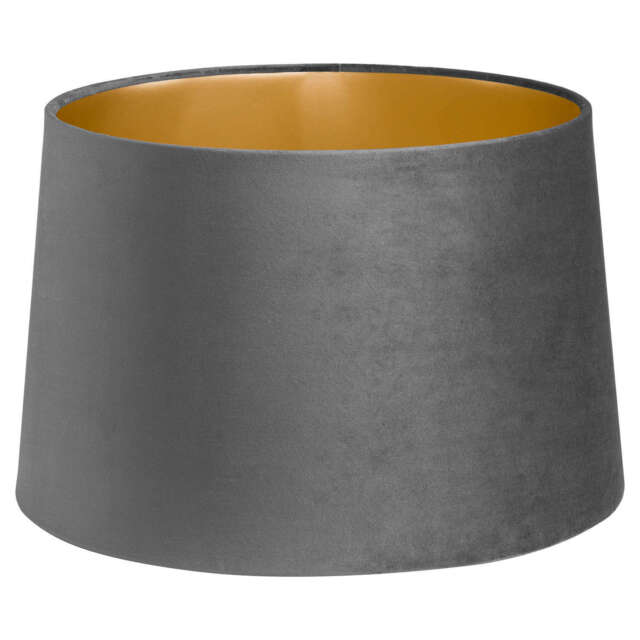 Grey Velvet Lamp And Ceiling Shade With Gold Inner Bayonet Fitting by ...
