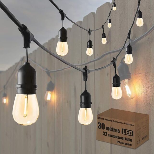 100ft Outdoor Festoon Lighting Heavy Duty Led Garden String Lights by ...