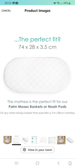 Quilted Noah Pod/ Palm Moses Basket Mattress (74 X 28 Cm) by eBay ...