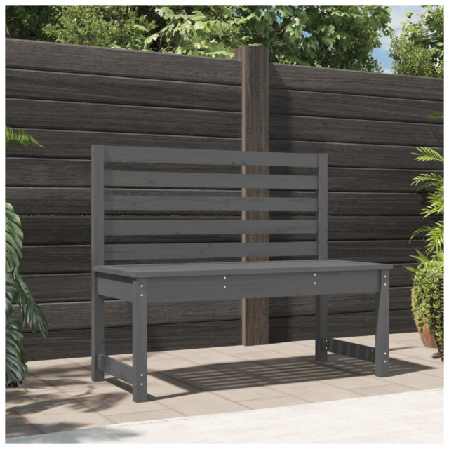 Solid Grey Pine Wood Garden Bench 109x48x91.5cm, Untreated Outdoor by ...