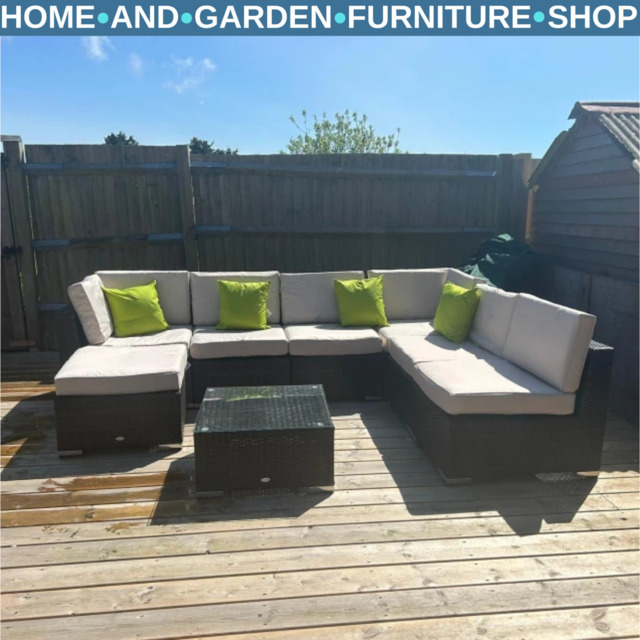 8 Piece Rattan Garden Sofa Set Outdoor Lounge Furniture With Table And ...