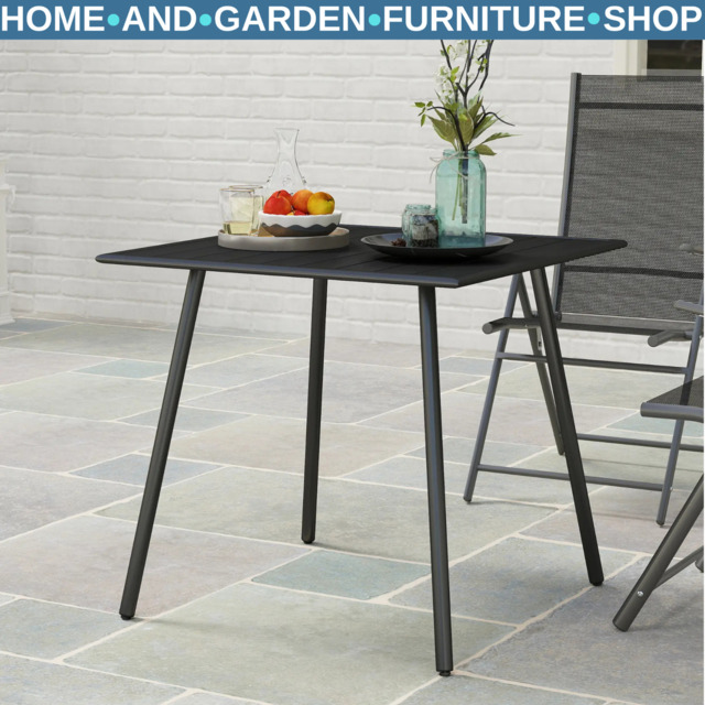 Square Garden Table With Slat Top Steel Frame Table For 4 People by ...