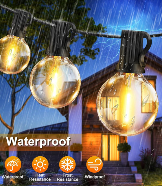 Outdoor String Lights 65.5ft Garden Festoon Light Mains Powered With by ...