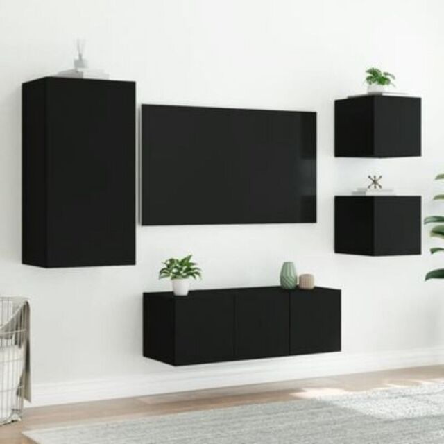 5 Piece Tv Wall Unit Display Floating Tv Stand Side Cabinet Engineered ...