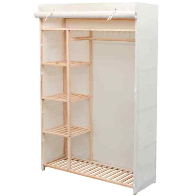 Wardrobe Fabric Clothes Storage Cabinet Organiser Shelves Grey/white by ...