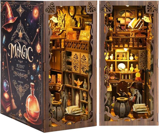 Nextyu Book Nook Kit, Diy Booknook Miniature House Building Kit With by ...