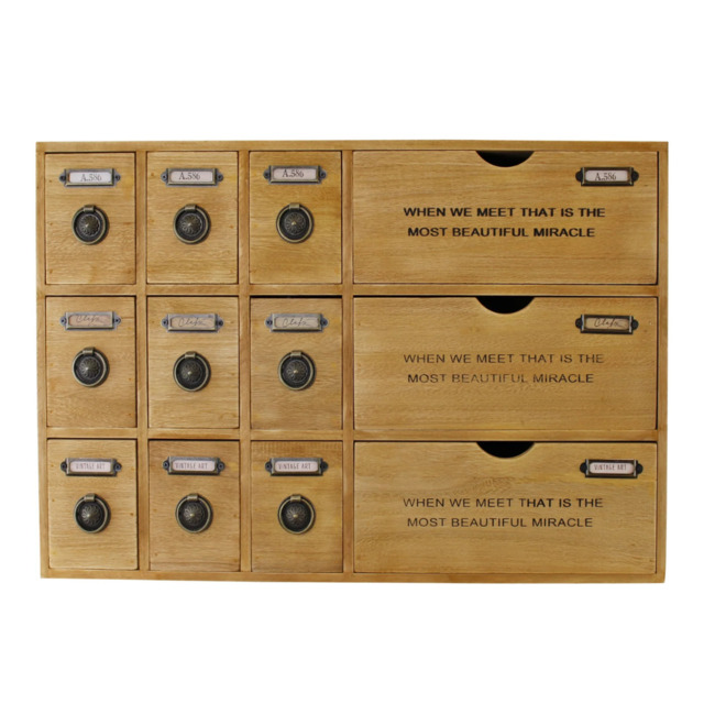 Trinket Drawers Rustic Solid Wood Storage Unit 12 Drawers Office Desk ...