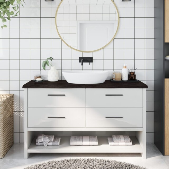 Bathroom Countertop Vanity Top Wash Basin Worktop Treated Solid Wood by ...