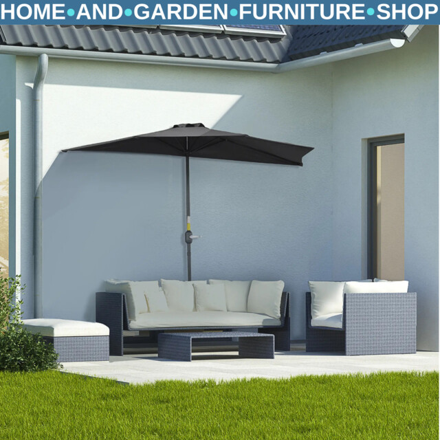 Half Parasol Sun Shade Powder Coated Weather-resistant With Crank by ...