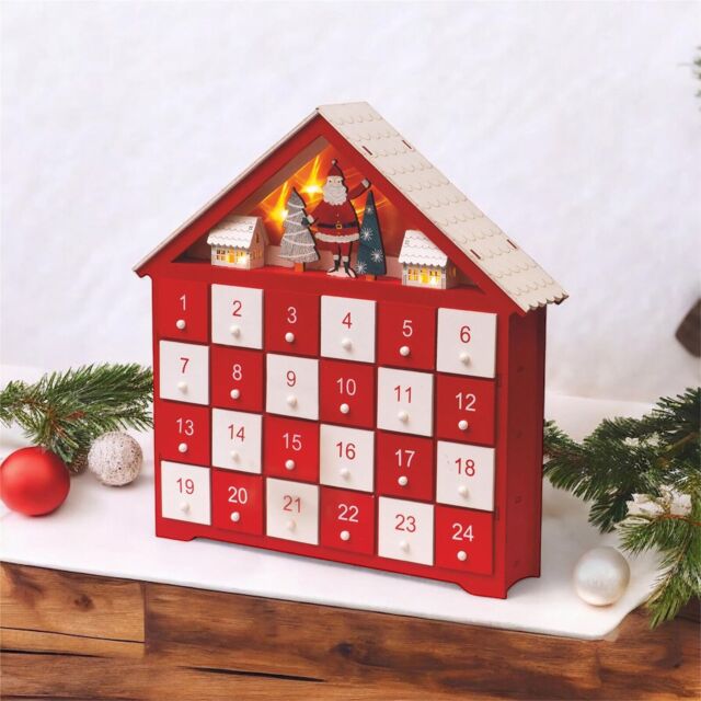 Led 24 Days Wooden Advent Calendar Lighted Countdown To Christmas by ...