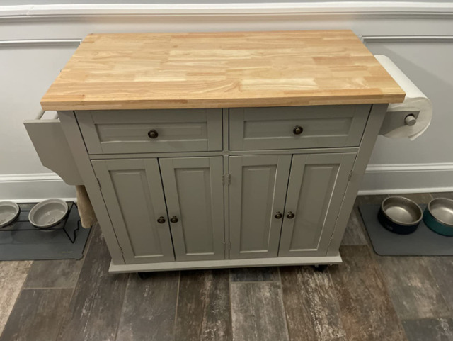Kitchen Island Unit Butchers Block Trolley Breakfast Bar Table Storage ...