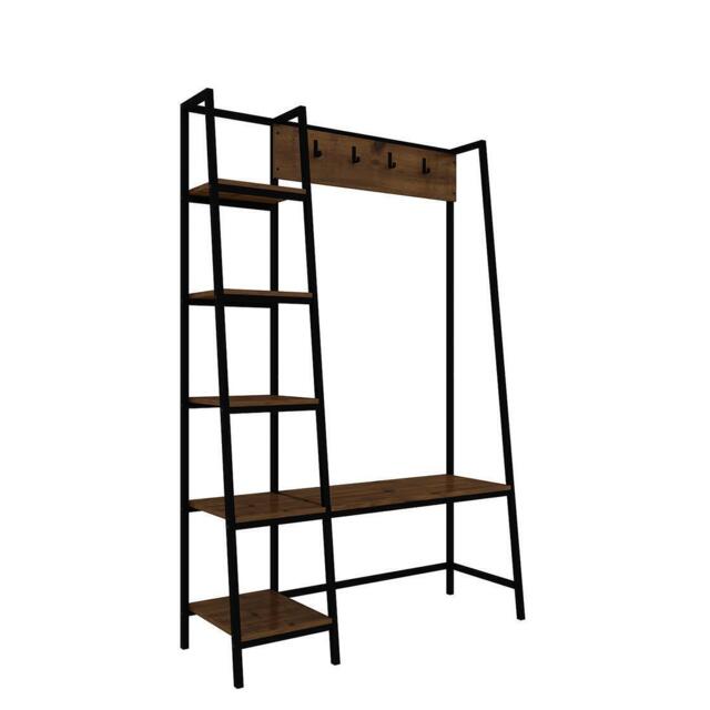 Large Rustic Pine Black Metal Hallway Display Unit Coat Hooks Amazing ...