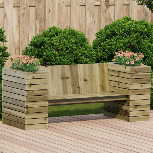 Planter Bench Outdoor Planter Box 2-seater Garden Bench Solid Wood by ...