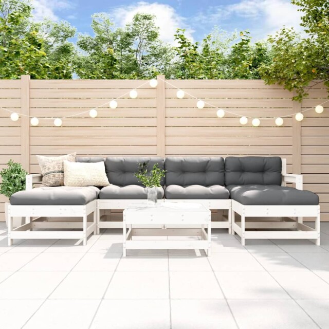 Garden Lounge Set Outdoor Modular Sofa Set 7 Piece Solid Wood Pine by ...