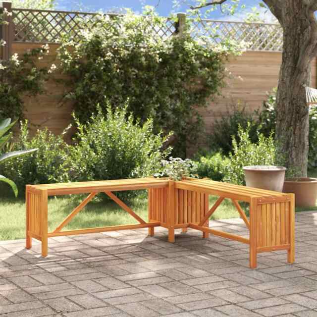 Garden Corner Bench With Planter 117x117x40cm Solid Acacia Wood by eBay ...