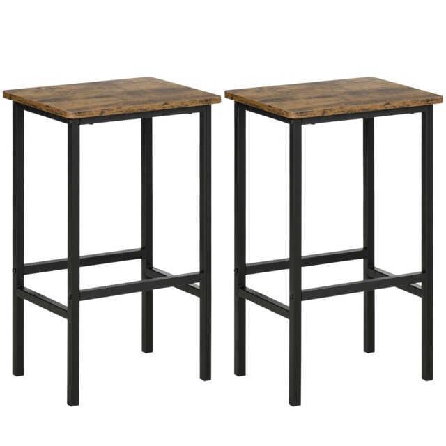 Homcom Industrial Bar Stools Set Of 2, Kitchen Bar Chairs Home Pub by ...