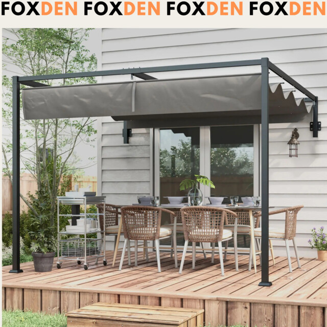 Pergola Sun Shade Rectangular Wall-mounted With Moving Fabric Canopy by ...