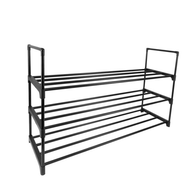 Amos 3-tier Metal Shoe Rack Storage Organiser Shoe Shelf - Black by ...