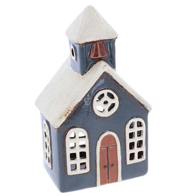 Shudehill Giftware Village Pottery Church With Bell Tealight Holder by ...