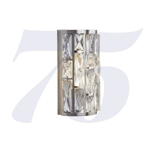 Polished Chrome Wall Light With Crystal Glass Shade Wall Mounted Home ...