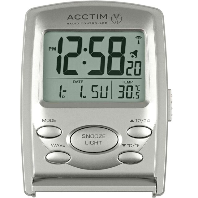 Acctim Vista Digital Travel Alarm Clock Radio Controlled Date & Temp by ...