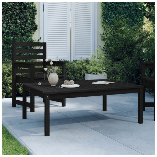 Black Solid Pine Wood Garden Table 121x82.5x45cm - Untreated, Elegant ...