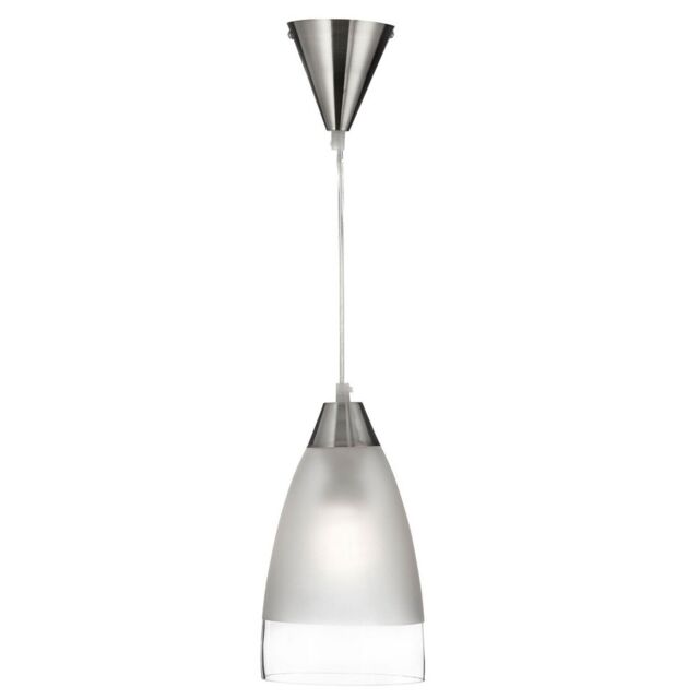 Satin Silver Ceiling Mounted Pendant Light With Domed Clear Frosted by ...