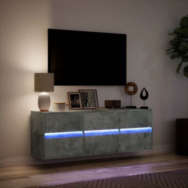Wall Tv Cabinet Floating Media Entertainment Television Rgb Led Lights ...