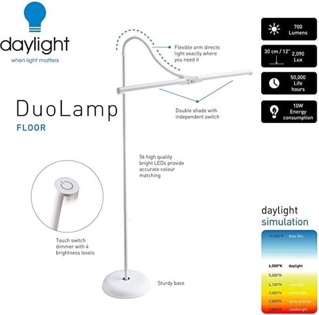 Daylight Company Integrated 10w Led Duolamp Floor, Dimmable, 4 Light by ...