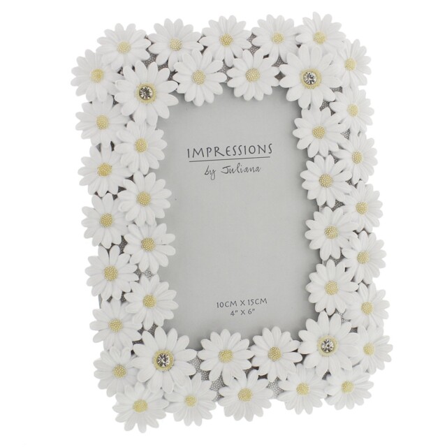 "Impressions White Resin Daisy Photo Frame 4"" X 6"" Fr49846 4 X 6" by ...