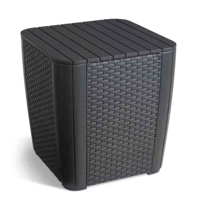 Keter Garden Side Table Luzon Flat Wicker Graphite by eBay | ufurnish.com