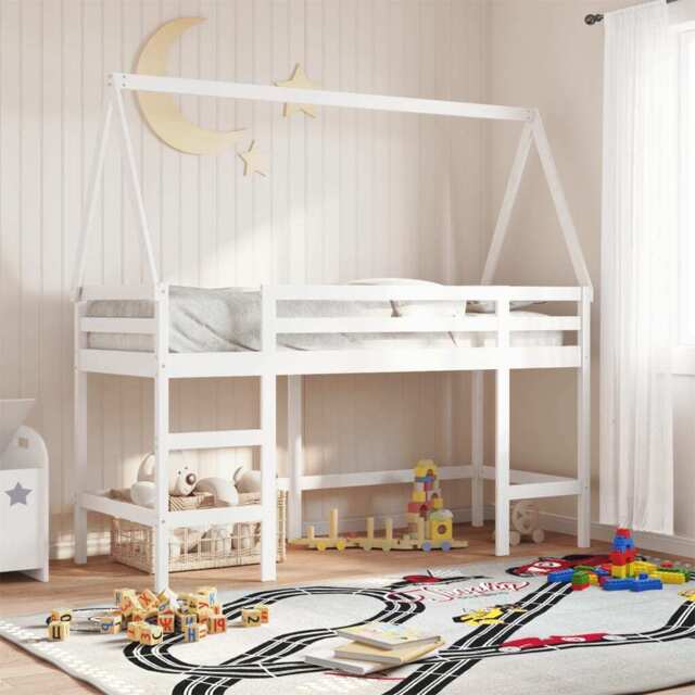 Loft Bed With Ladder And Roof Without Mattress White 90x200 Cm by eBay ...