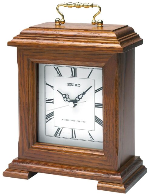 Seiko Oak Wooden Radio Controlled Quartz Battery Mantle Mantel Clock by ...
