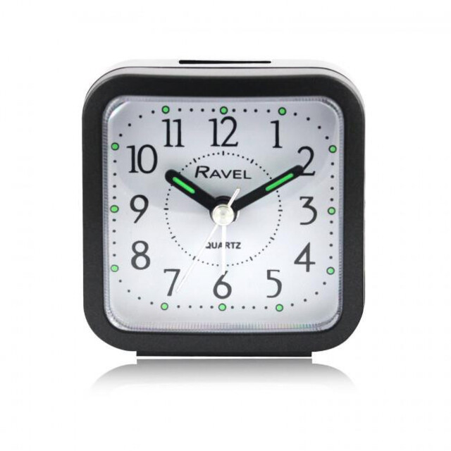 Ravel Rectangular Mini Bedside Quartz Alarm Clock - Black Rc043.3 by ...