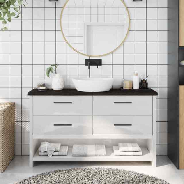 Bathroom Countertop Vanity Top Wash Basin Worktop Treated Solid Wood by ...