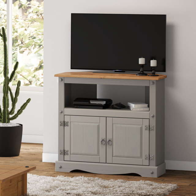 Corona Tv Unit Corner Grey Wax Living Room Solid Pine By Mercers by ...