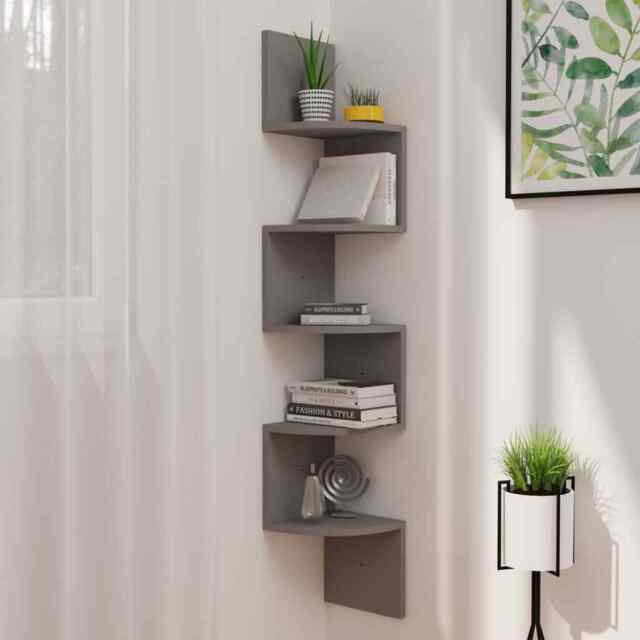 Wall Corner Shelf Grey 19x19x123 Cm Engineered Wood by eBay | ufurnish.com