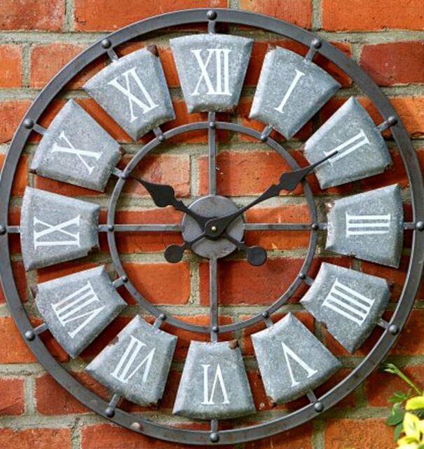 Large Outdoor Garden Wall Clock Big Roman Numerals Giant Open Face by ...