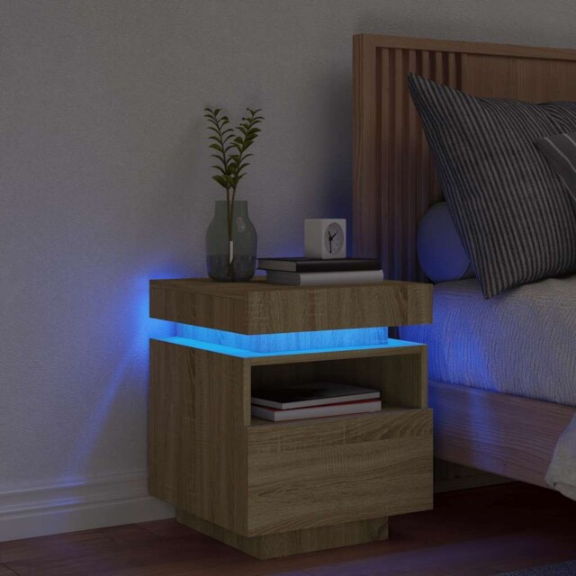 Bedside Cabinets With Led Lights Nightstand Bed Table Side Cabinet by ...