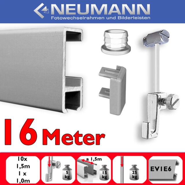 Gallery Rail With Slider 16 M, Picture Rail Set, Silver Matt by eBay ...