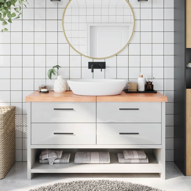 Bathroom Countertop Vanity Top Wash Basin Worktop Treated Solid Wood by ...