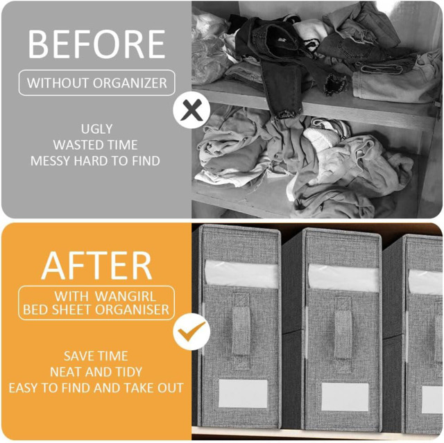 Bed Sheet Organiser Box - Foldable Storage For Sheets, Duvets, Towels ...