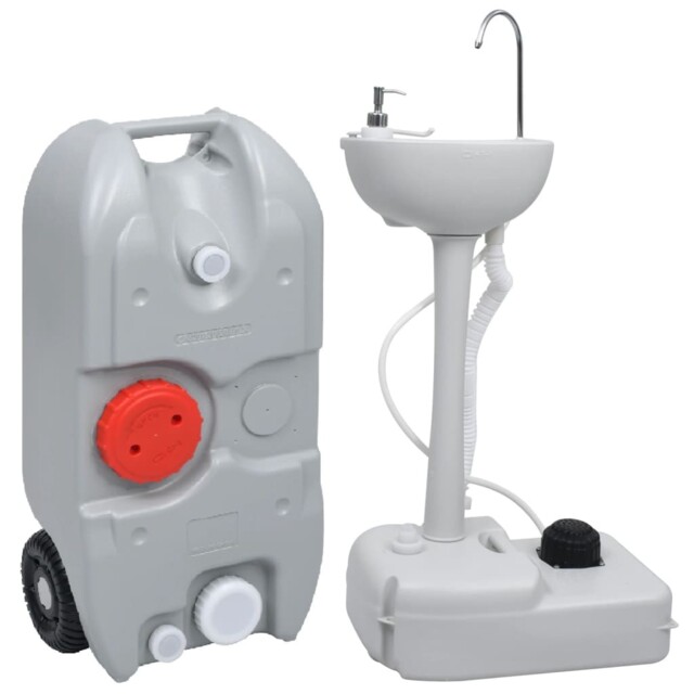 Grey Hdpe Portable Camping Handwash Stand & Water Tank Set, 37.5x23x80 ...